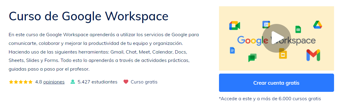 Todo lo que necesitas saber para inscribirte en el curso gratis de Google Workspace